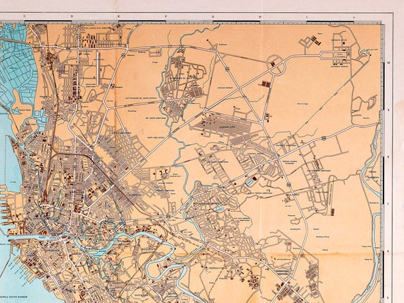 Prints Map of Manila Teak Wood Magnetic Hanger Frame Optional ...