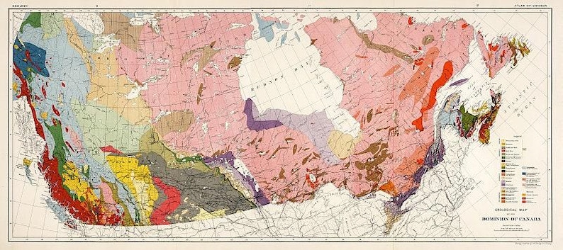 Vintage Geological Map of Canada, 1915 - Fine Art Print - Etsy