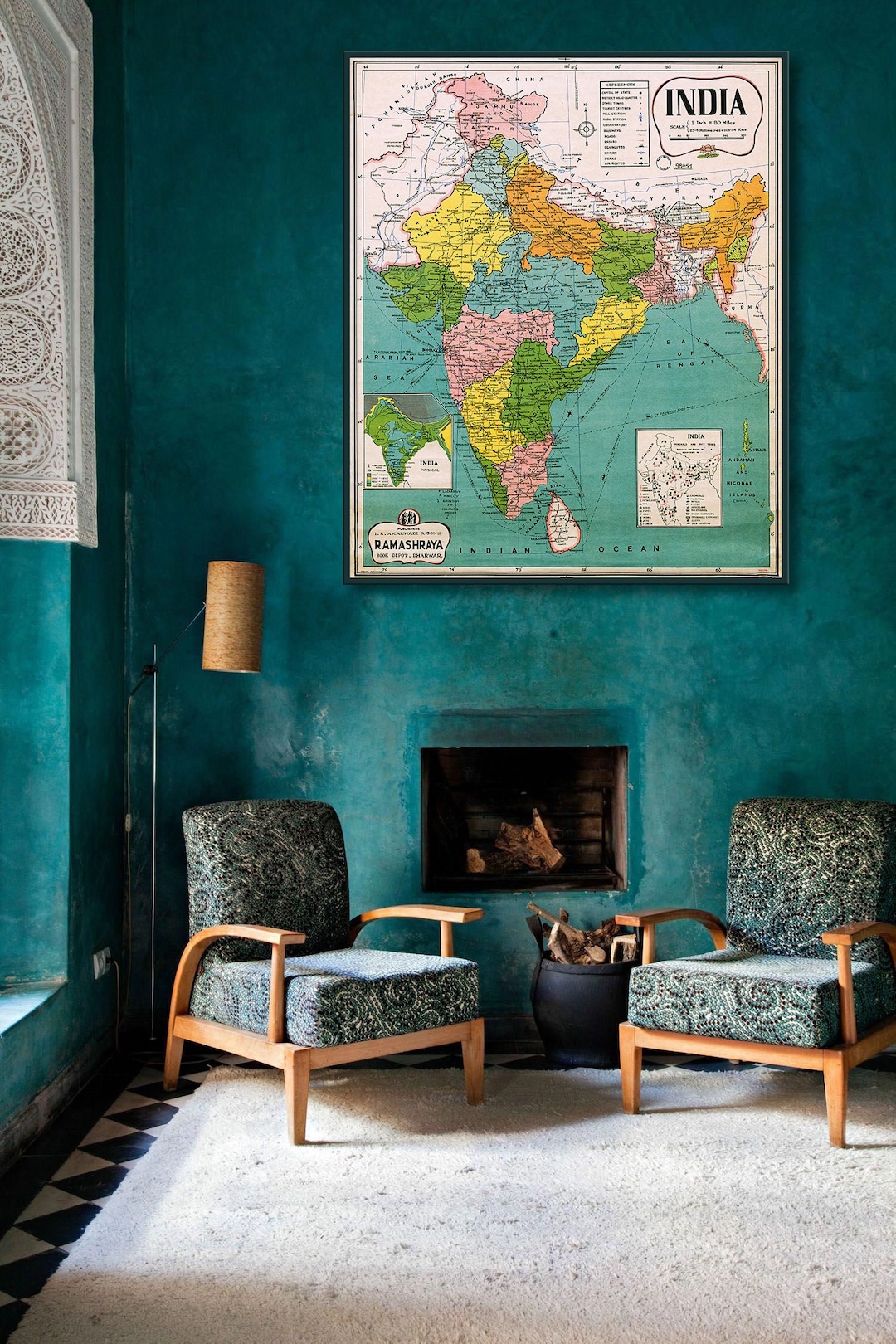 Map of India in Gorgeous Vintage Tones, India Map, Historic India ...