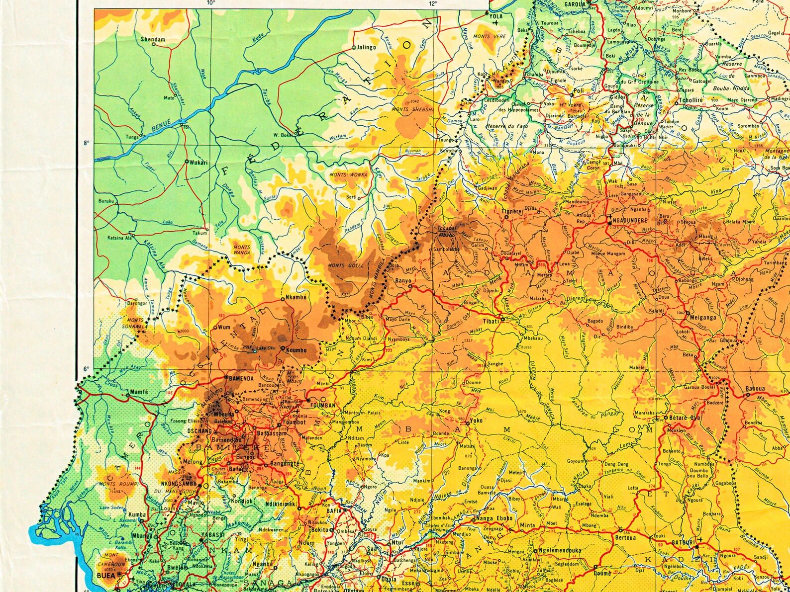 Vintage map of Cameroon old Cameroon map Cameroon print | Etsy