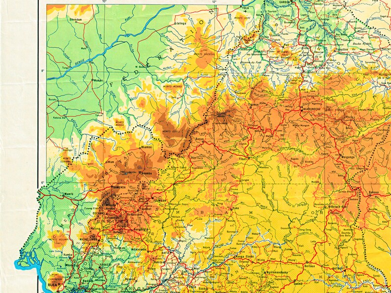 Vintage Map of Cameroon Old Cameroon Map Cameroon Home - Etsy