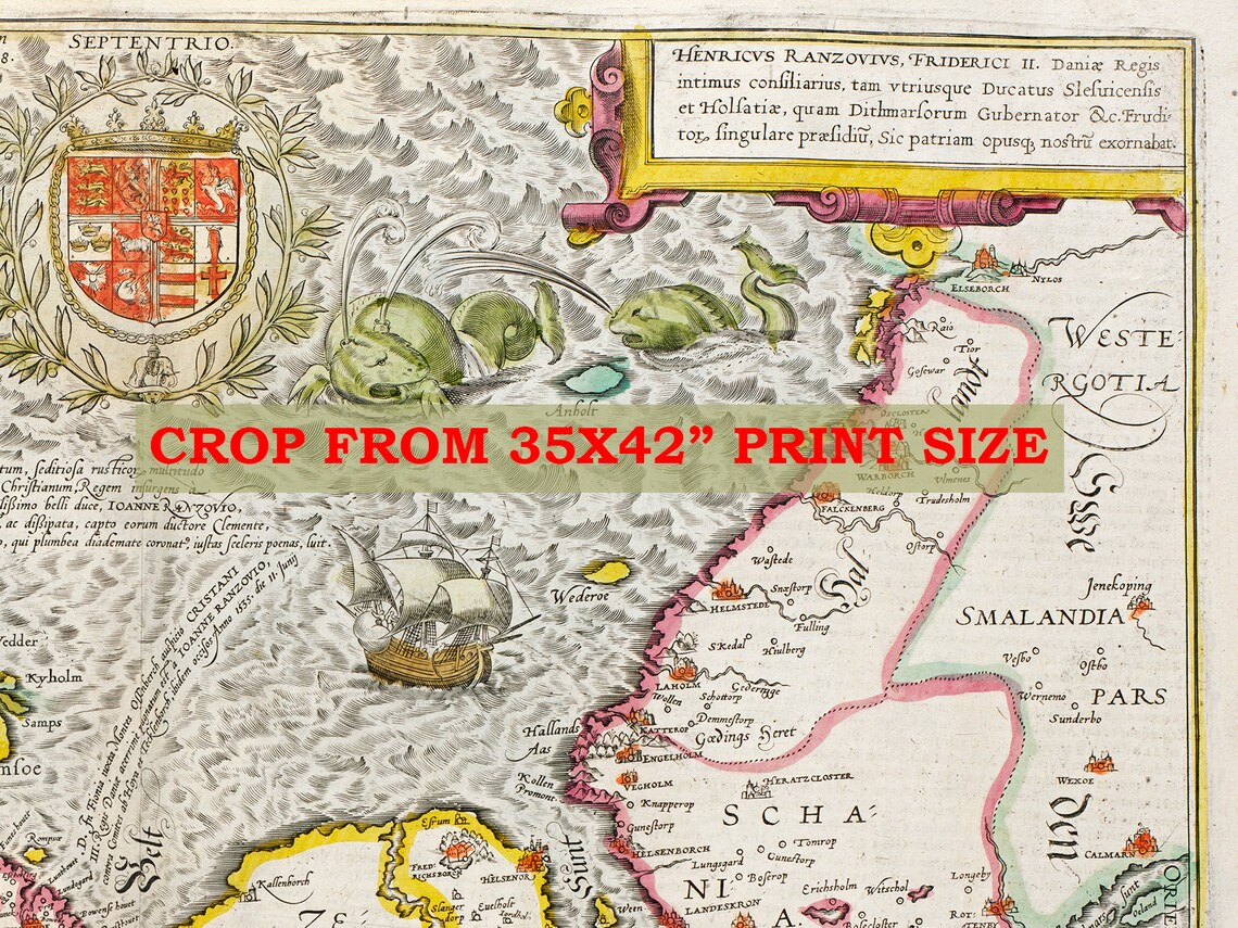 Ancient Map of Denmark the First Denmark Map Based Upon - Etsy