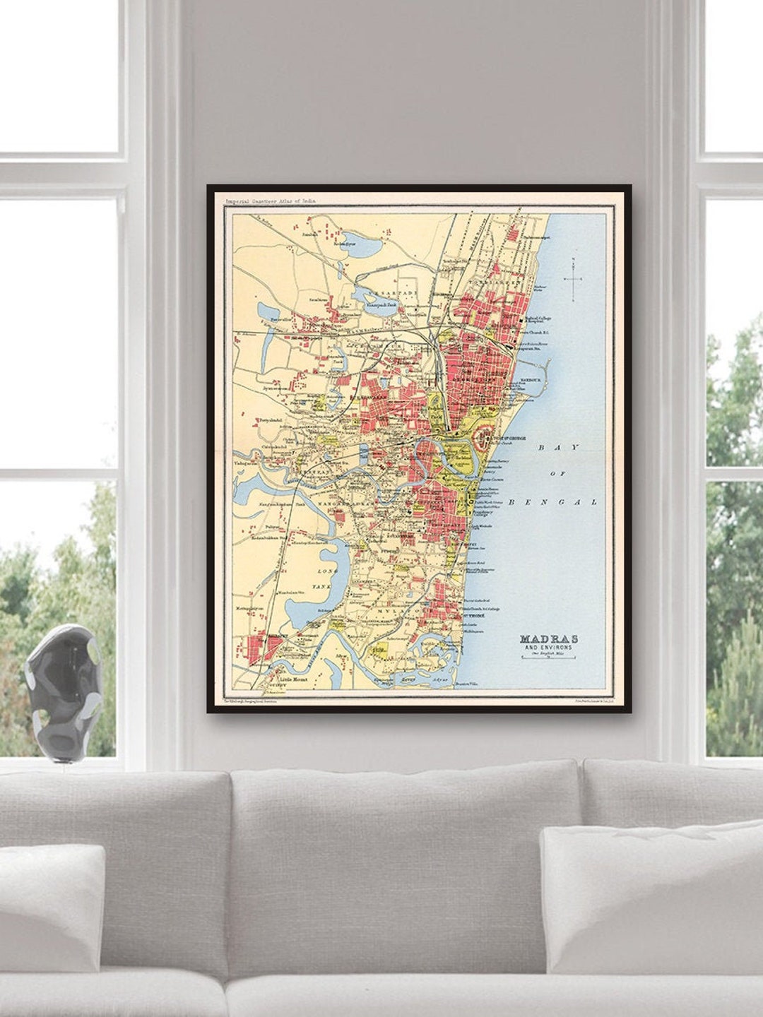 Vintage Map of Madras, Chennai - Madras India, Madras Print, Madras ...