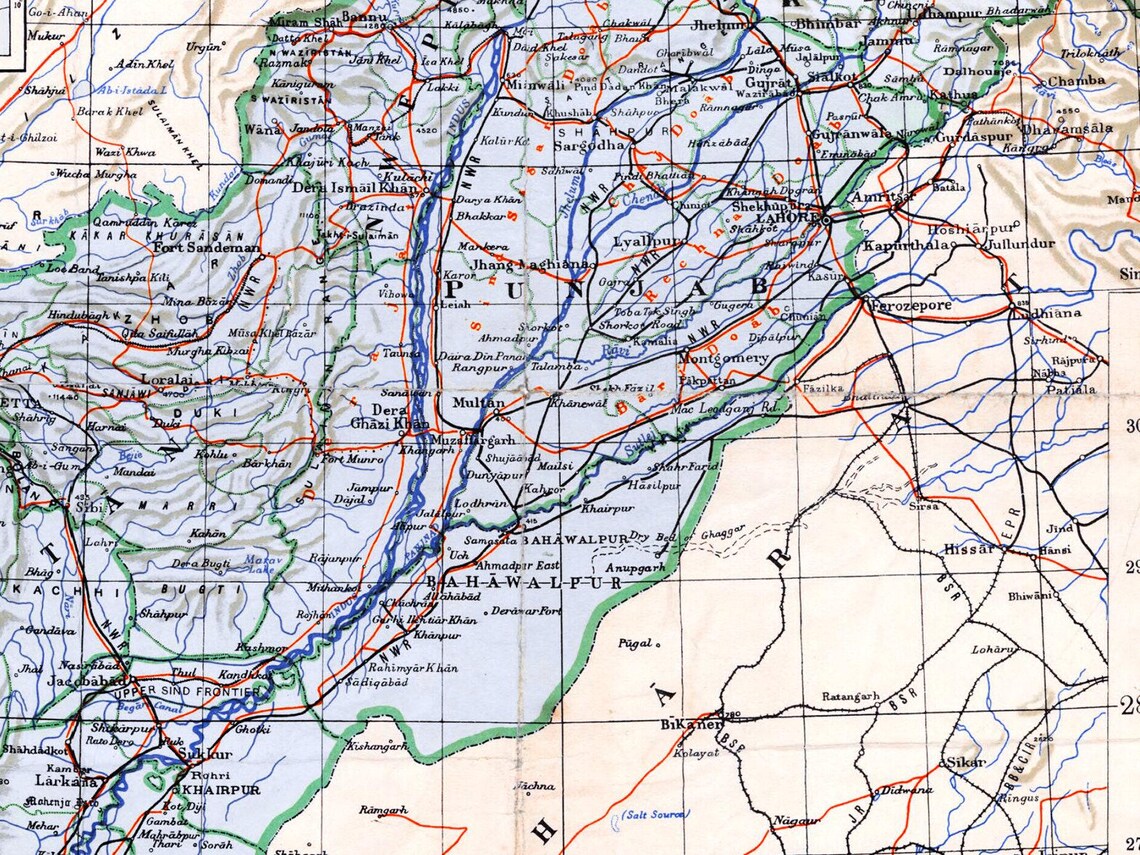 Vintage Pakistan Map Print: Detailed Cartography Art - Etsy