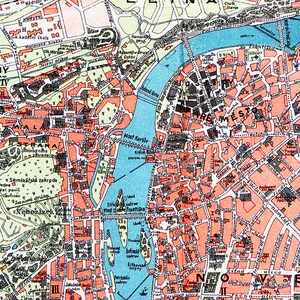 Vintage Map of Prague, Old Prague Print, Prague Wall Art, Prague City ...