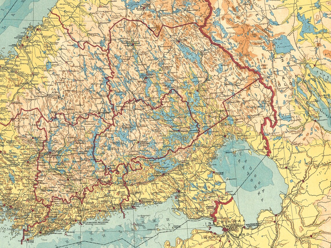 Vintage map of Finland old Finland map Finland poster map | Etsy