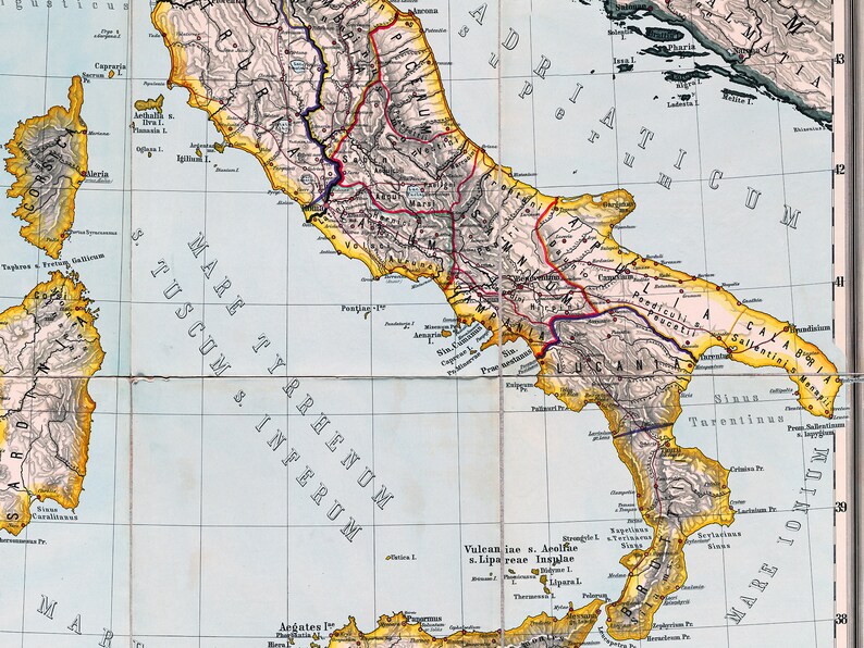 School Map of Italy Antique Italy Map Large Italy Wall Art - Etsy