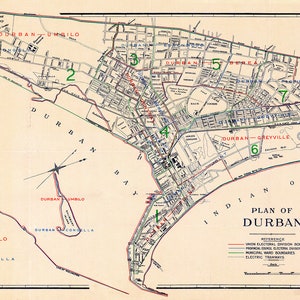 Vintage Durban Map, Durban City Print, South Africa Decor Gift. - Etsy ...