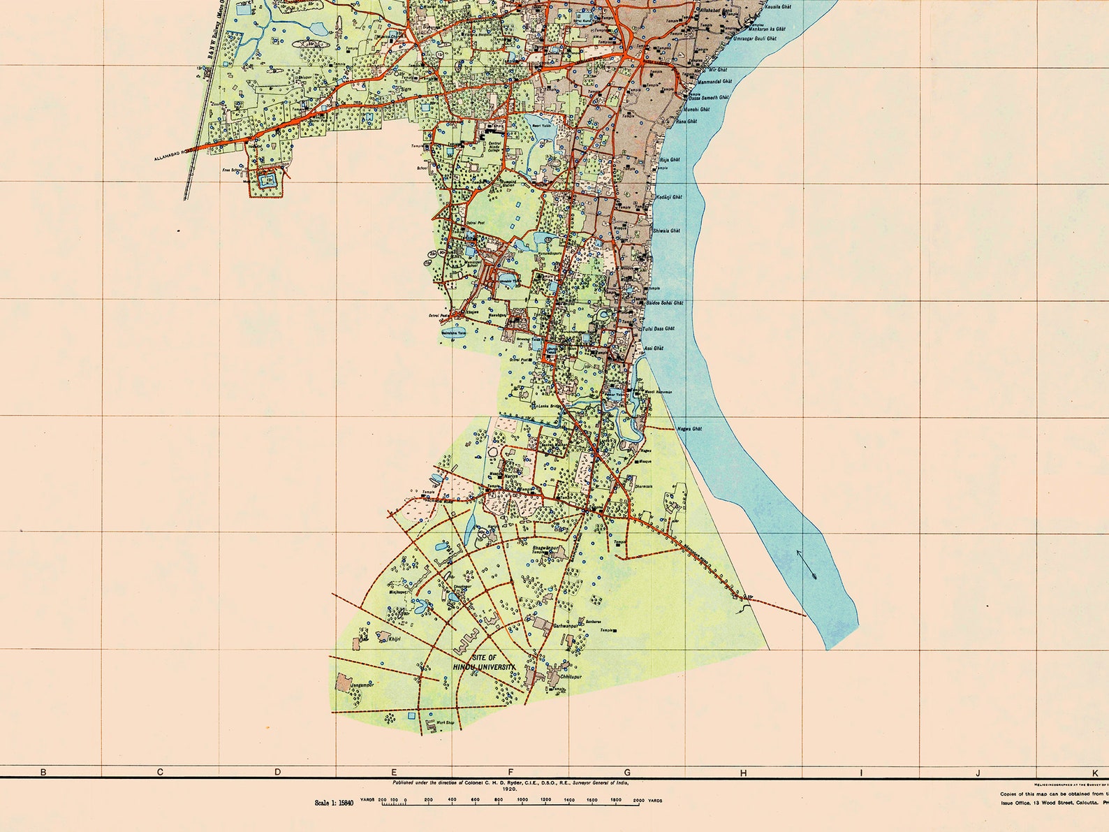 Vintage map of Varanasi old Varanasi map Varanasi wall map | Etsy