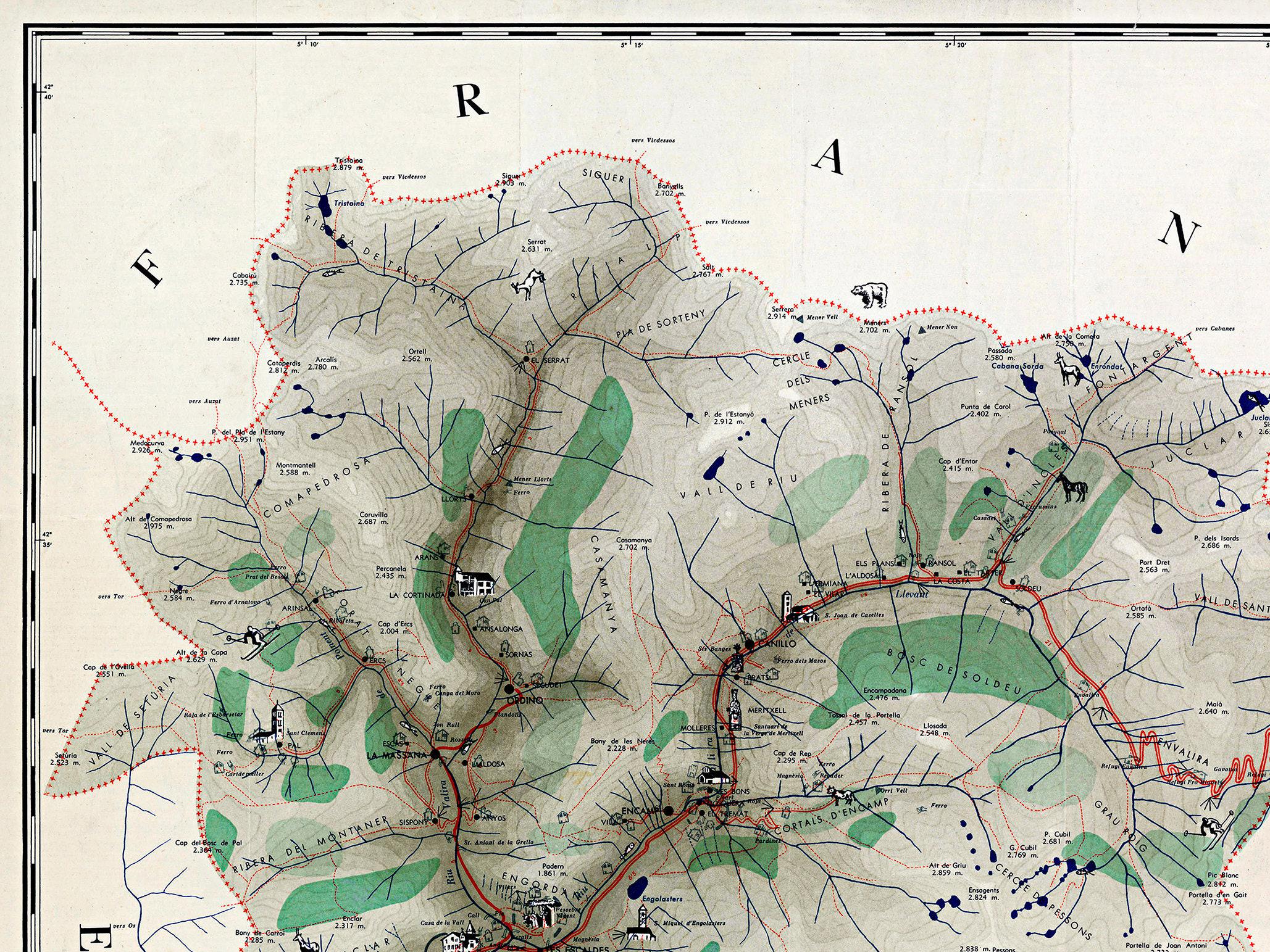 Vintage Tourist Map of Andorra, Old Andorra Print, Large Andora Decor ...