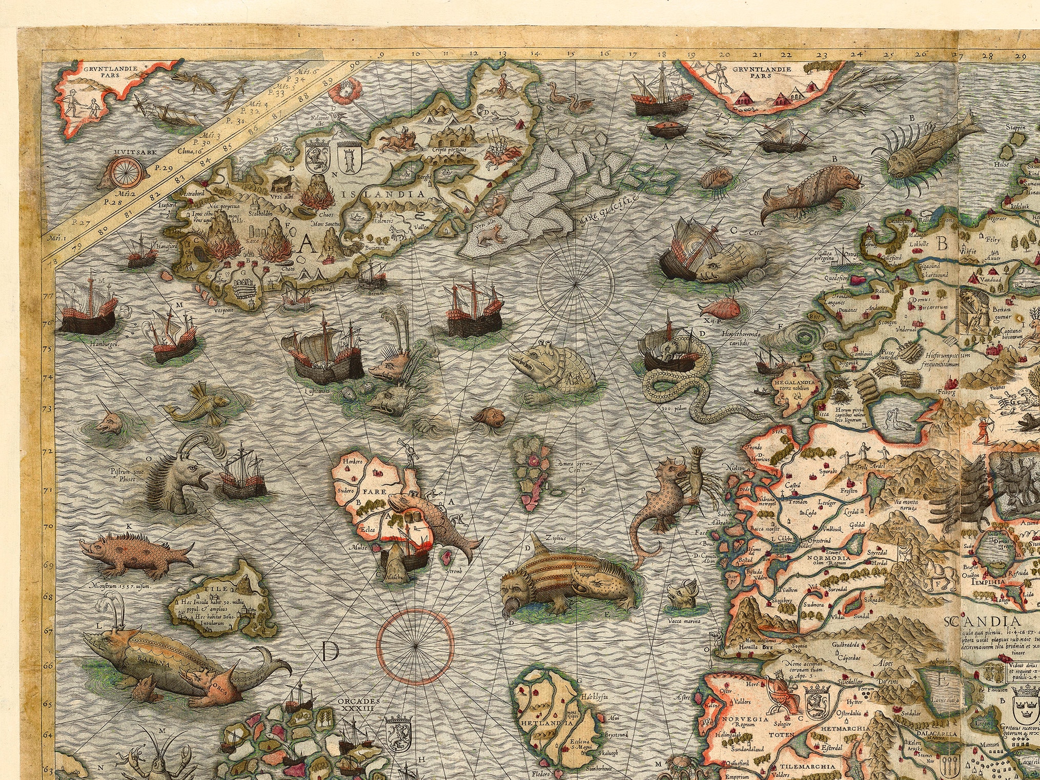 Medieval map of Scandinavia, medieval map, medieval wall map ...