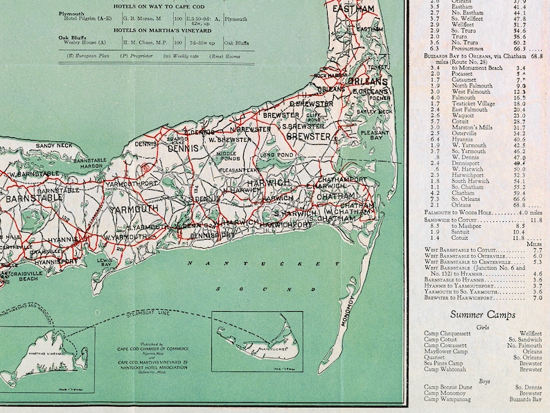 Vintage Road Map of Cape Cod Massachusetts Cape Cod Map Cape | Etsy