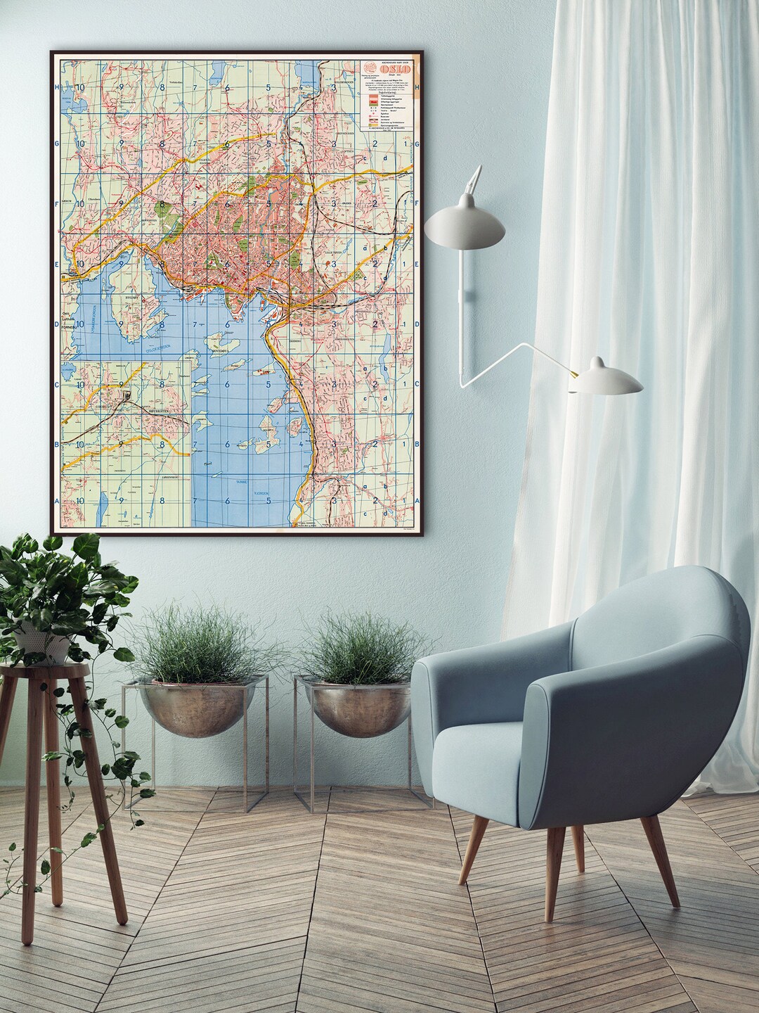 Vintage Oslo Map Old Map of Oslo Norway Oslo Wall Map Oslo - Etsy