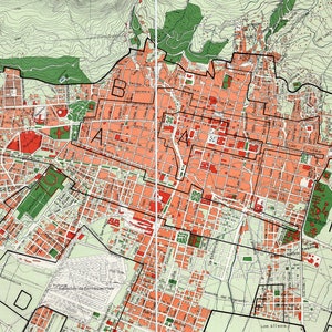 Vintage Map of Bogota, Old Bogota Wall Art, Large Colombia Art Print ...