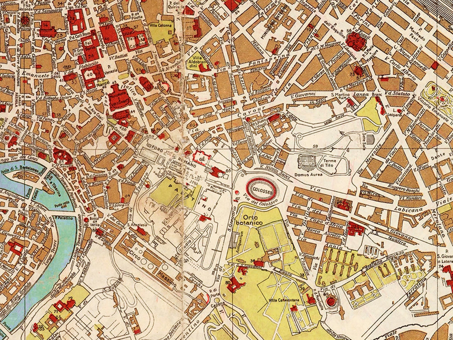 Rome Italy Map Print Vintage Rome Art Print Rome Italy Roma - Etsy