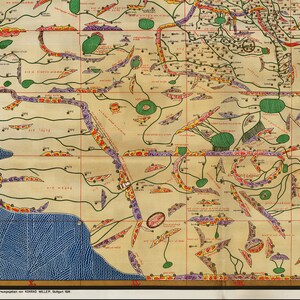 Al-idrisi World Map Print: Tabula Rogeriana, Medieval Cartography Art ...