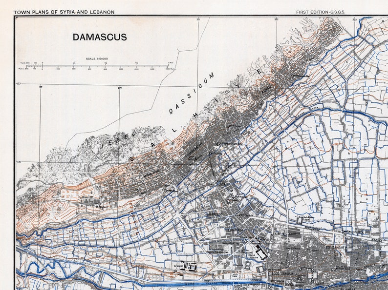 Vintage Map of Damascus Old Damascus Wall Art Damascus - Etsy