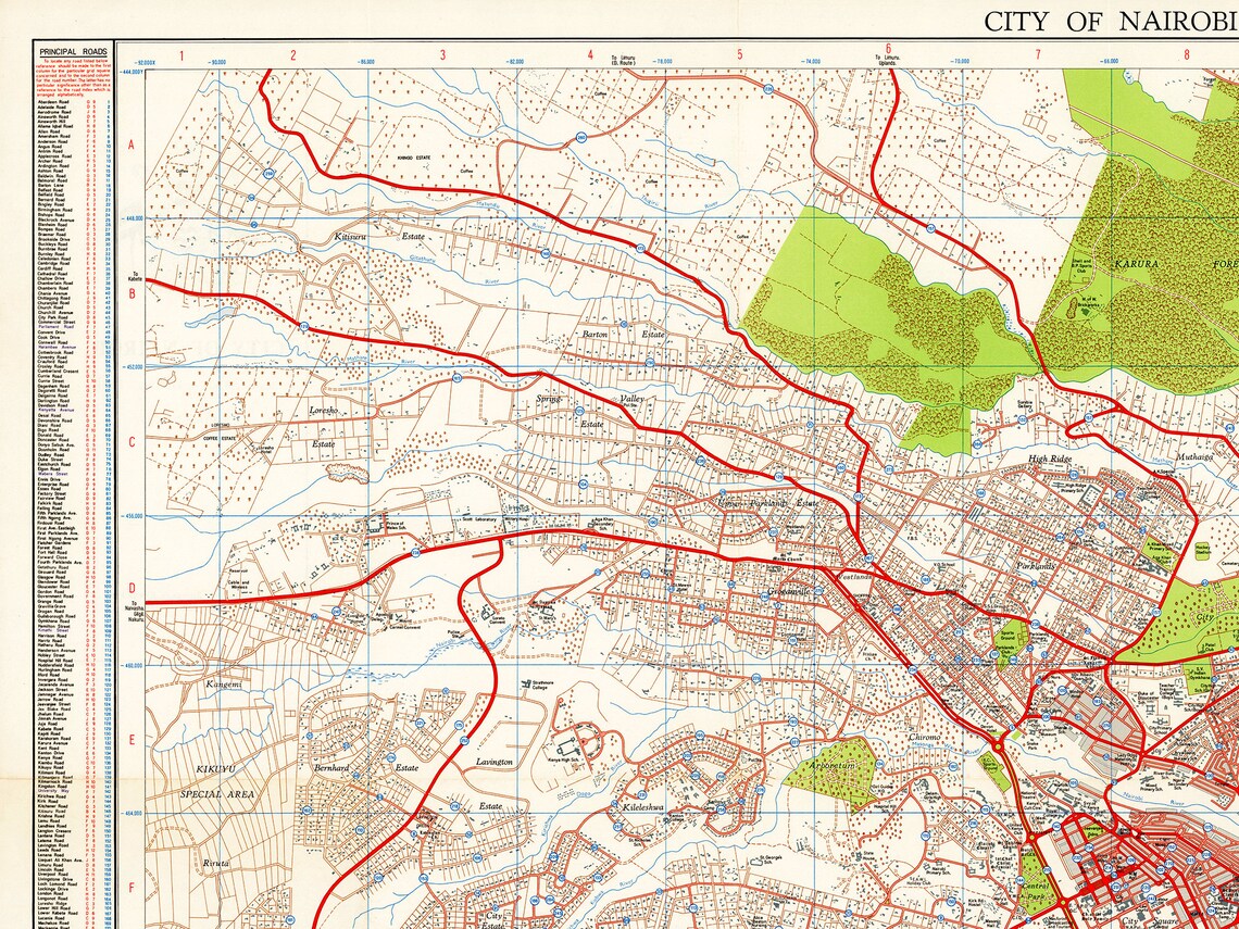 Vintage Map of Nairobi Old Nairobi Map Nairobi Kenya Large - Etsy