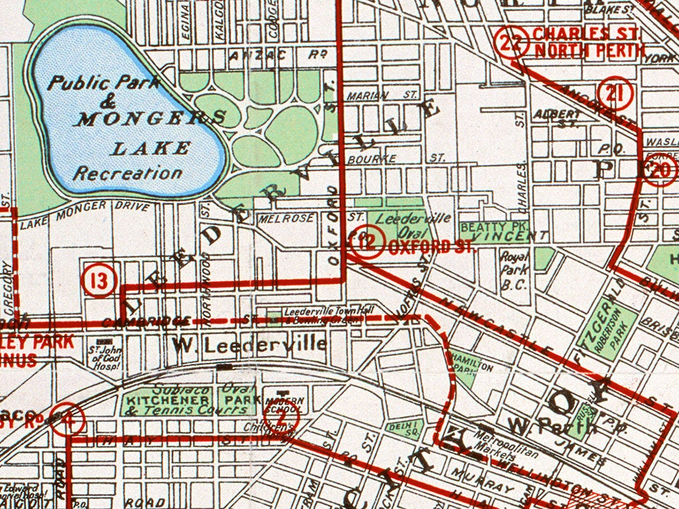 Vintage Map of Perth Australia Old Perth Map Australian | Etsy Australia
