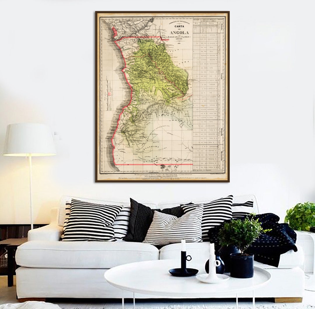 Vintage Angola Map, Old Angola Art Print, Angola Gifts. - Etsy