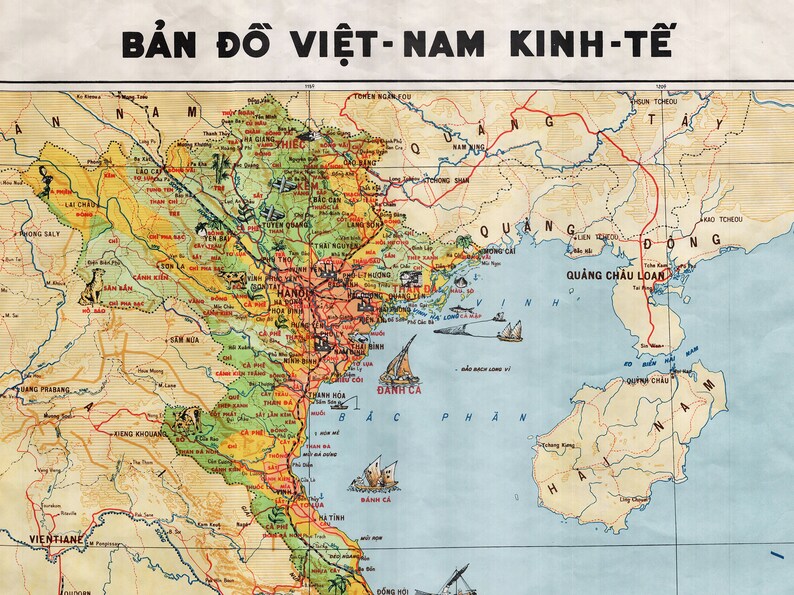 Vintage Pictorial Map of Vietnam Vietnam Print Vietnam Art - Etsy