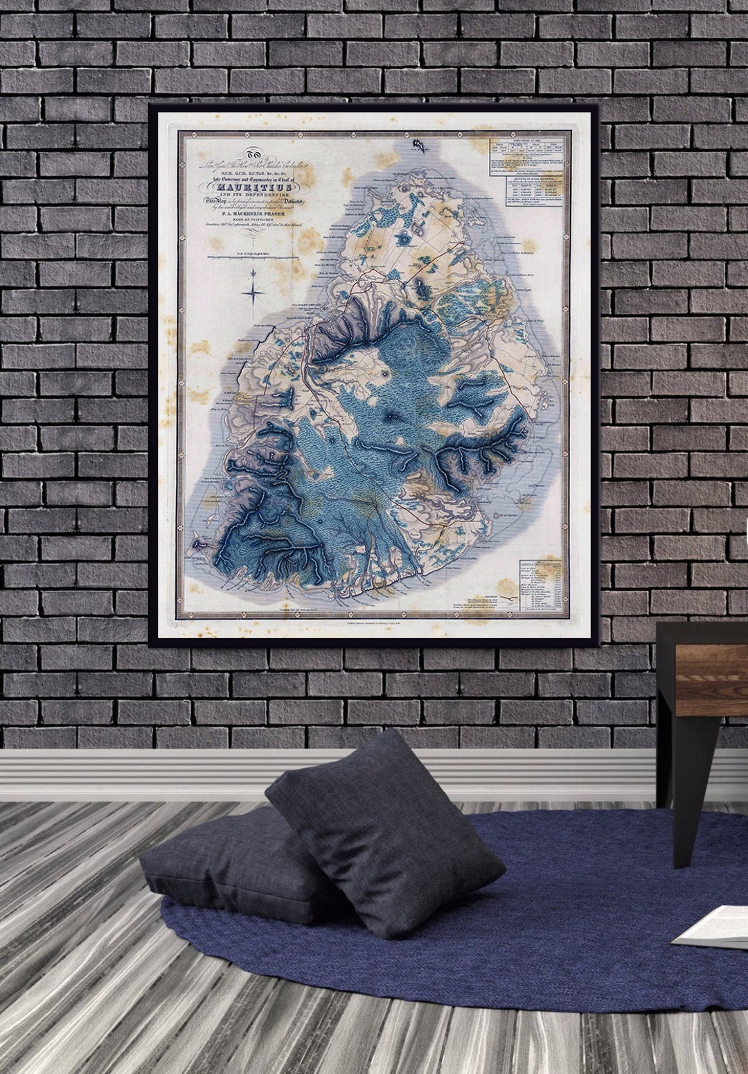Vintage Map of Mauritius , Old Mauritius Map, Mauritius Print ...