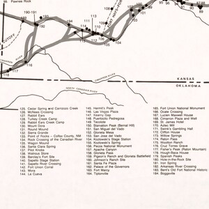 Vintage Map of Santa Fe National Historic Trail, Historic Route, Trail ...