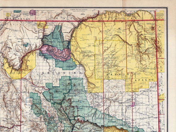 Wall Décor Wall Hangings Vintage map of Arizona Arizona wall map ...