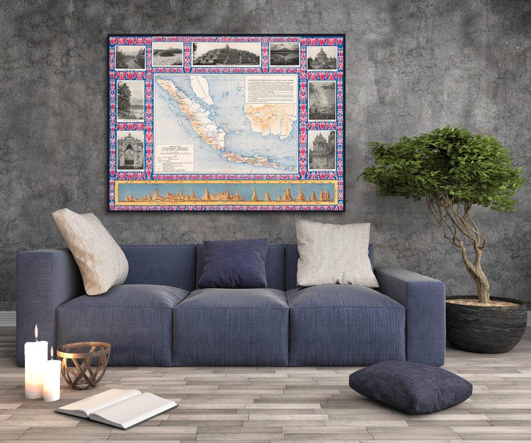 Dutch East Indies Map Print: Java, Railroads, Mountain Elevations - Etsy