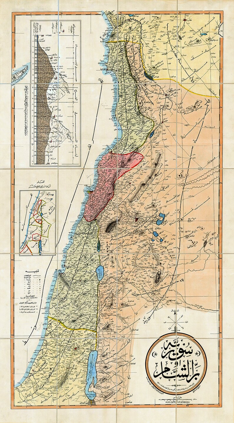 Syria Lebanon and Palestine 1920. Old Lebanon map Old Syria | Etsy