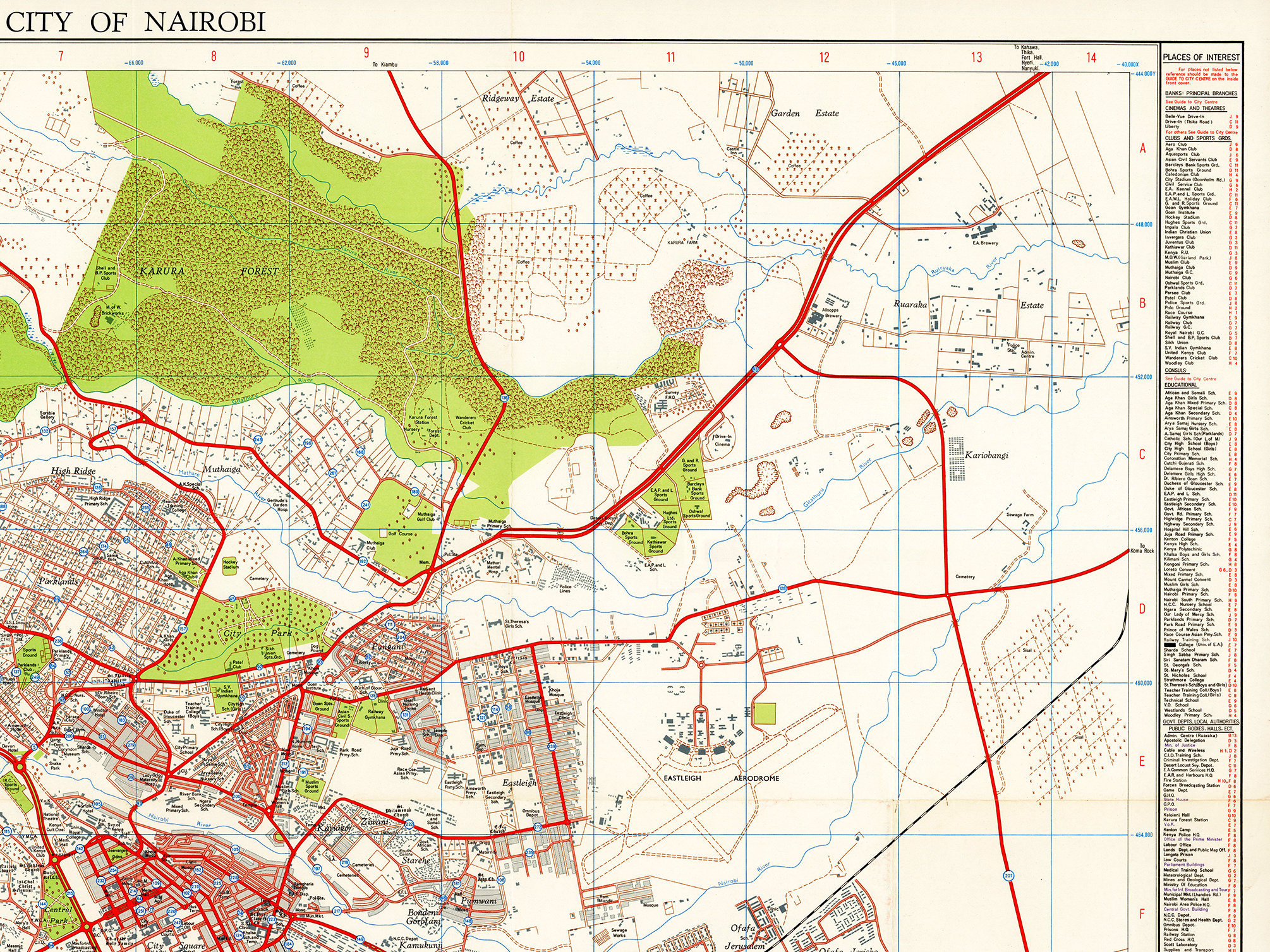 Vintage Map of Nairobi Old Nairobi Map Nairobi Kenya - Etsy UK