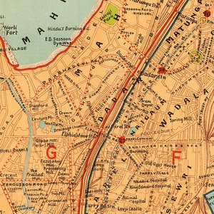 Old Mumbai Map, Vintage Mumbai Print, Mumbai Map Poster, Mumbai Wall ...