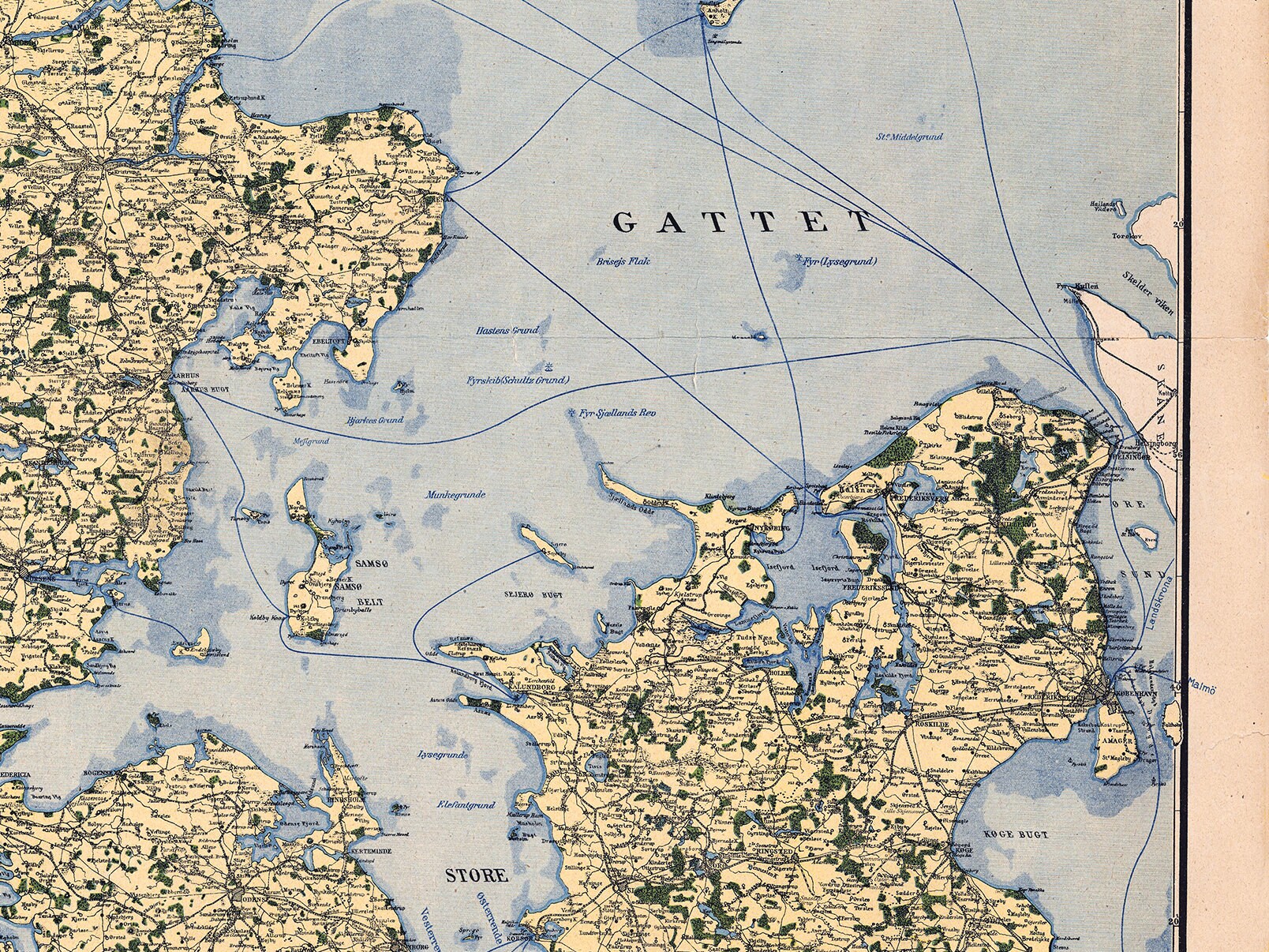Vintage map of Denmark old Denmark map Denmark print | Etsy