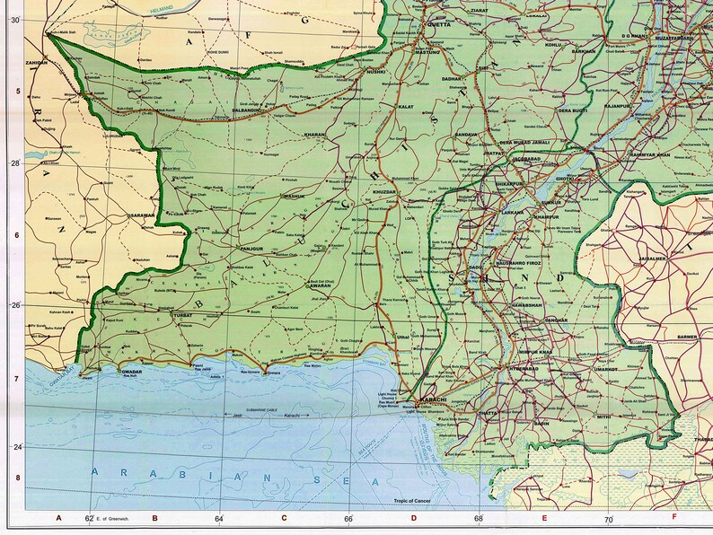 Vintage map of Pakistan old Pakistan Road Map Pakistani art | Etsy