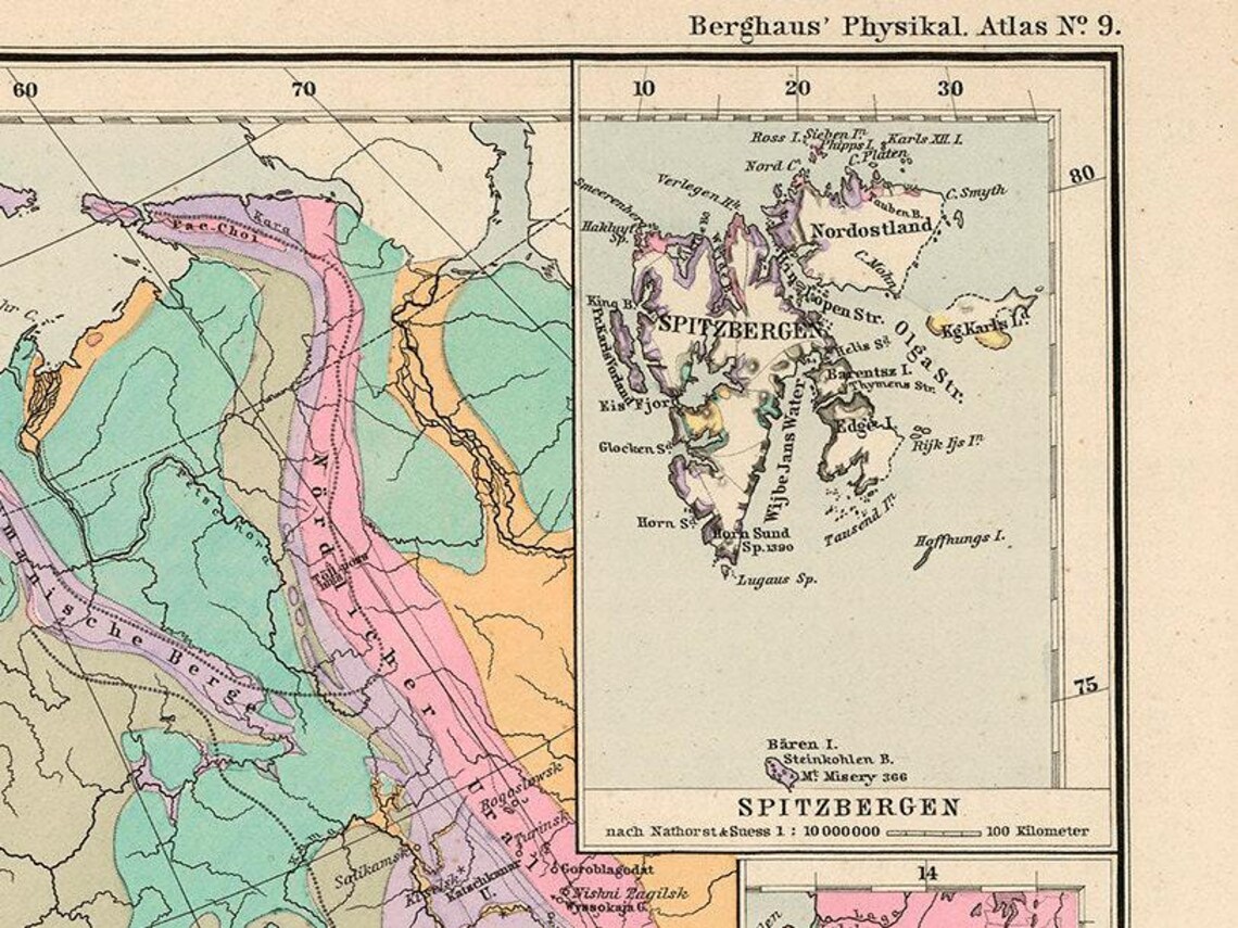 Vintage Europe Geological Map: 1882 Lithograph Art Print - Etsy