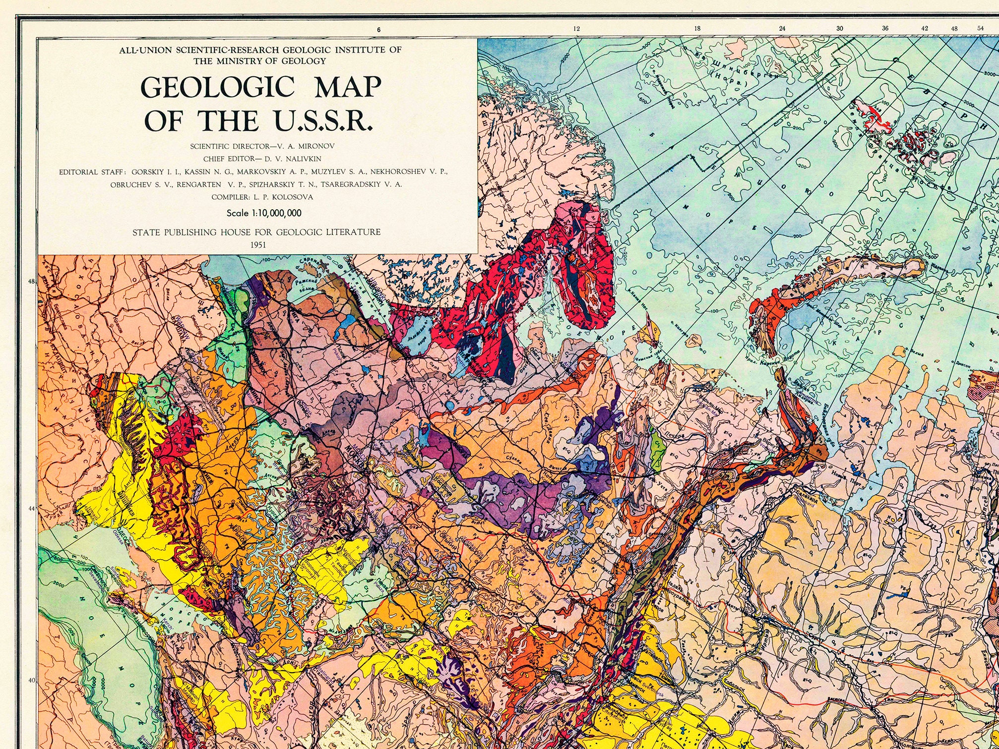 Soviet Russia Map Geologic Map of the Union of Soviet | Etsy