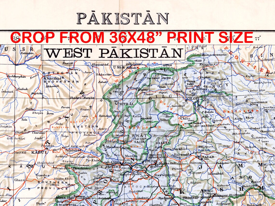 Old Pakistan Map Pakistan Wall Map Inset: East Pakistan | Etsy Canada