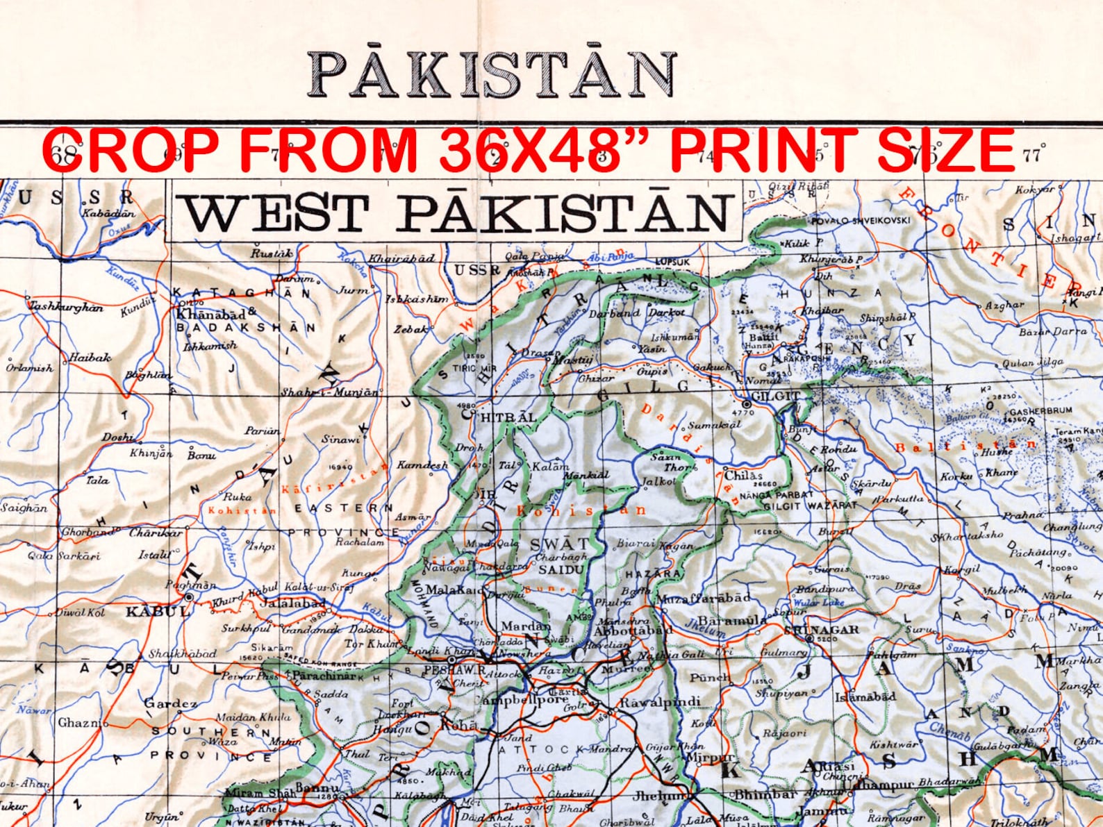 Old Pakistan Map Pakistan Wall Map Inset: East Pakistan - Etsy Canada