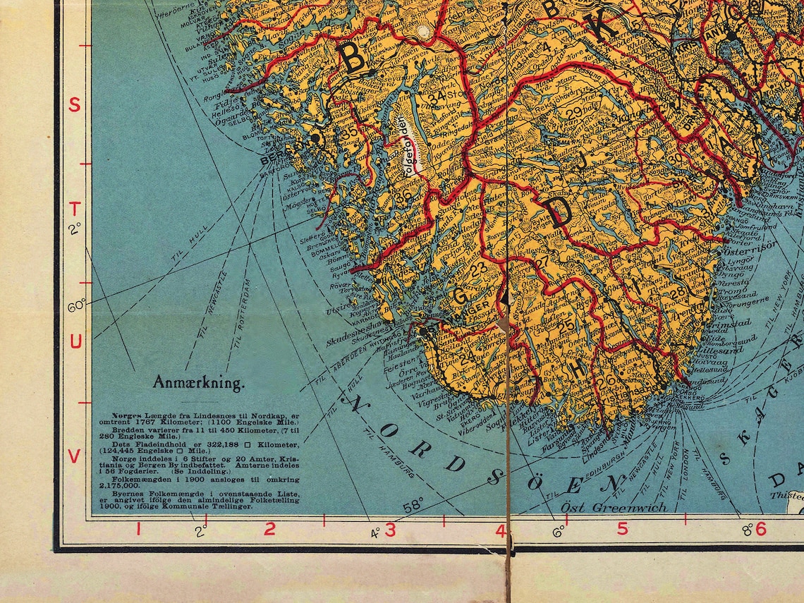 Vintage Map of Norway Old Norway Print Large Norway Wall - Etsy Australia