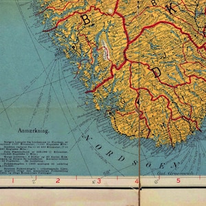 Vintage Map of Norway, Old Norway Print, Large Norway Wall Map, Norway ...