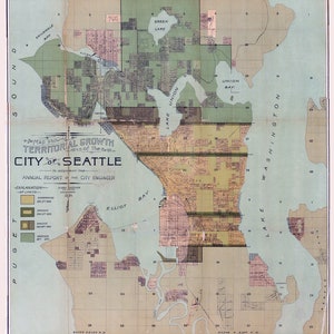 Vintage Map of Seattle Old Seattle Map Seattle Wall Map - Etsy
