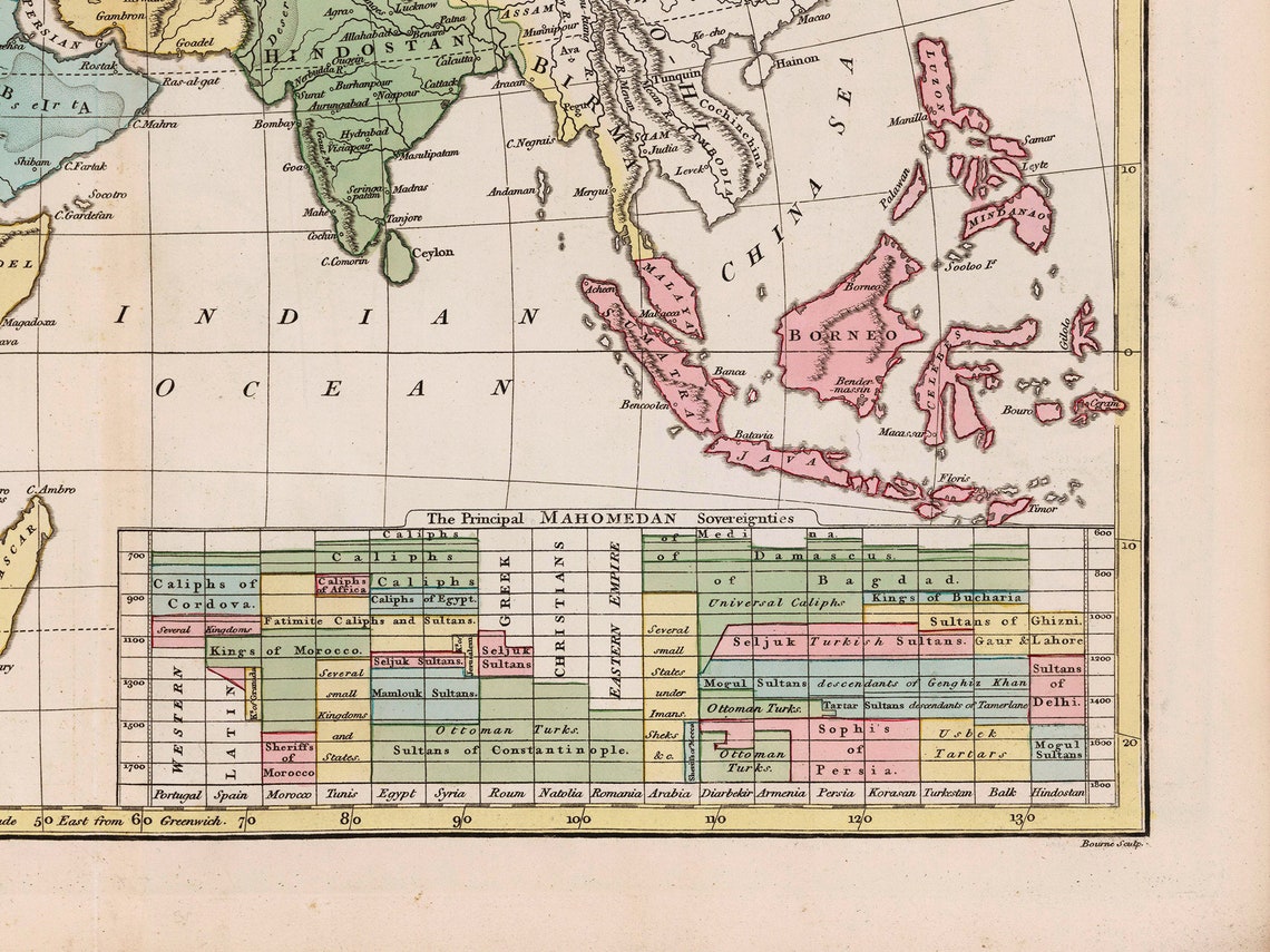 Vintage Map of Islamic Countries Islamic Wall Art Islam - Etsy