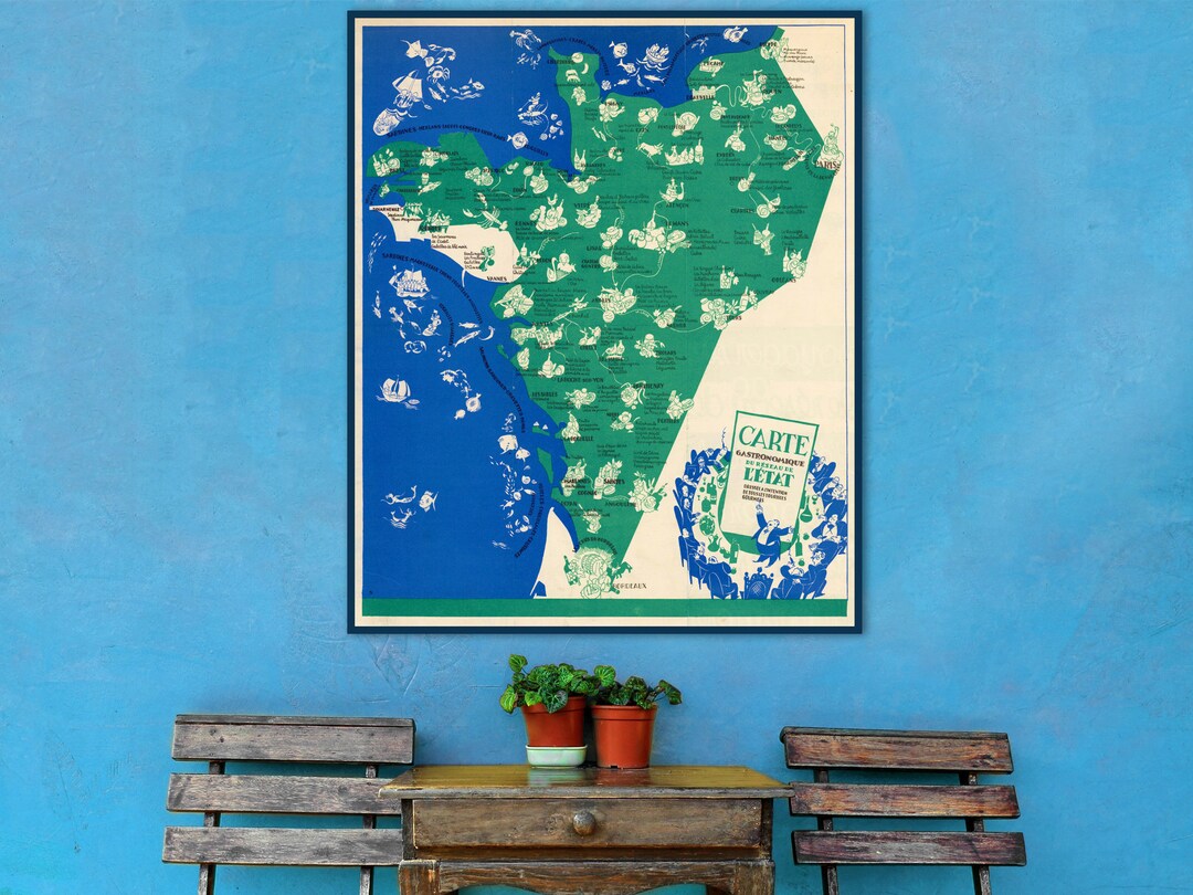 Old Gastronomic Map of France, Vintage French Food Poster, French Food ...
