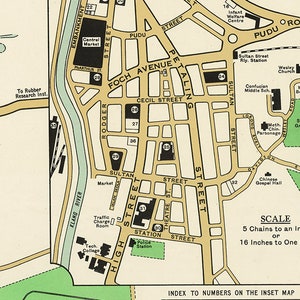 Old Kuala Lumpur Map, Vintage Map of Kuala Lumpur, Malaysia Map ...