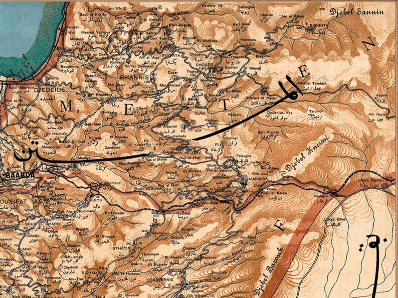 Lebanon map vintage old Lebanon map print Lebanese gift | Etsy