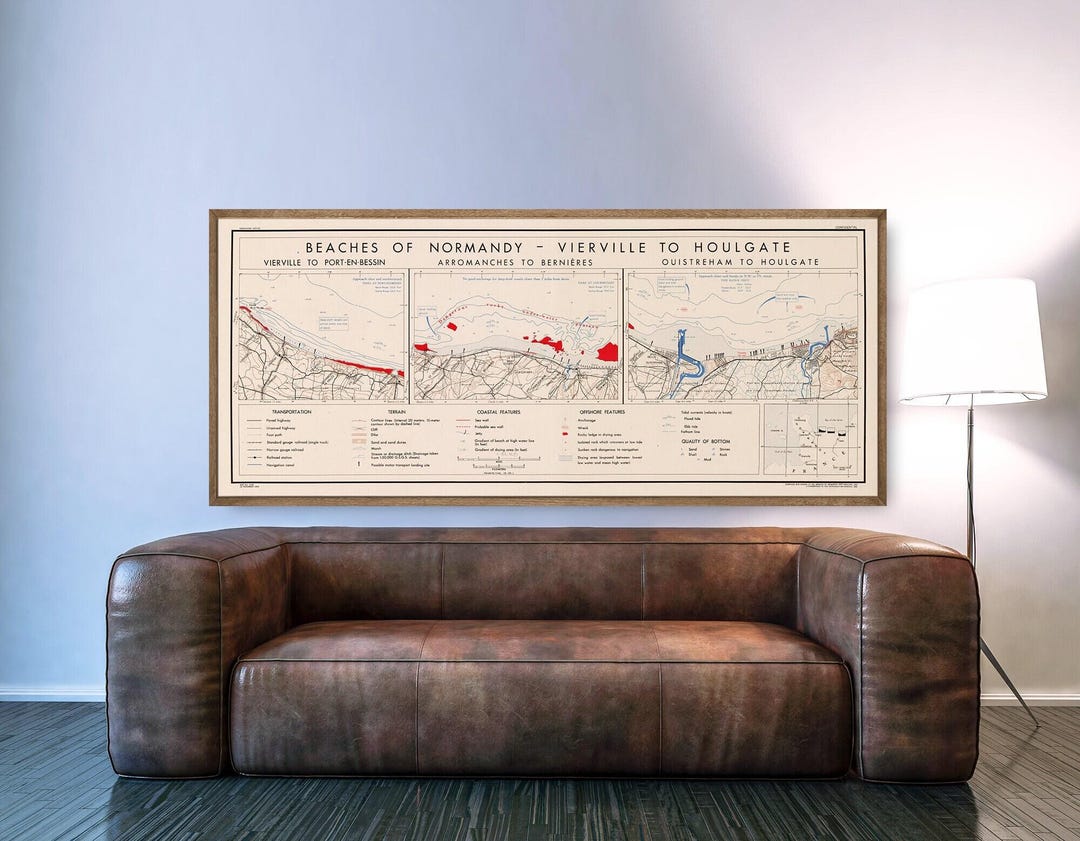 Normandy D-day Map Print: WW2 Landing Beaches Wall Art - Etsy Singapore
