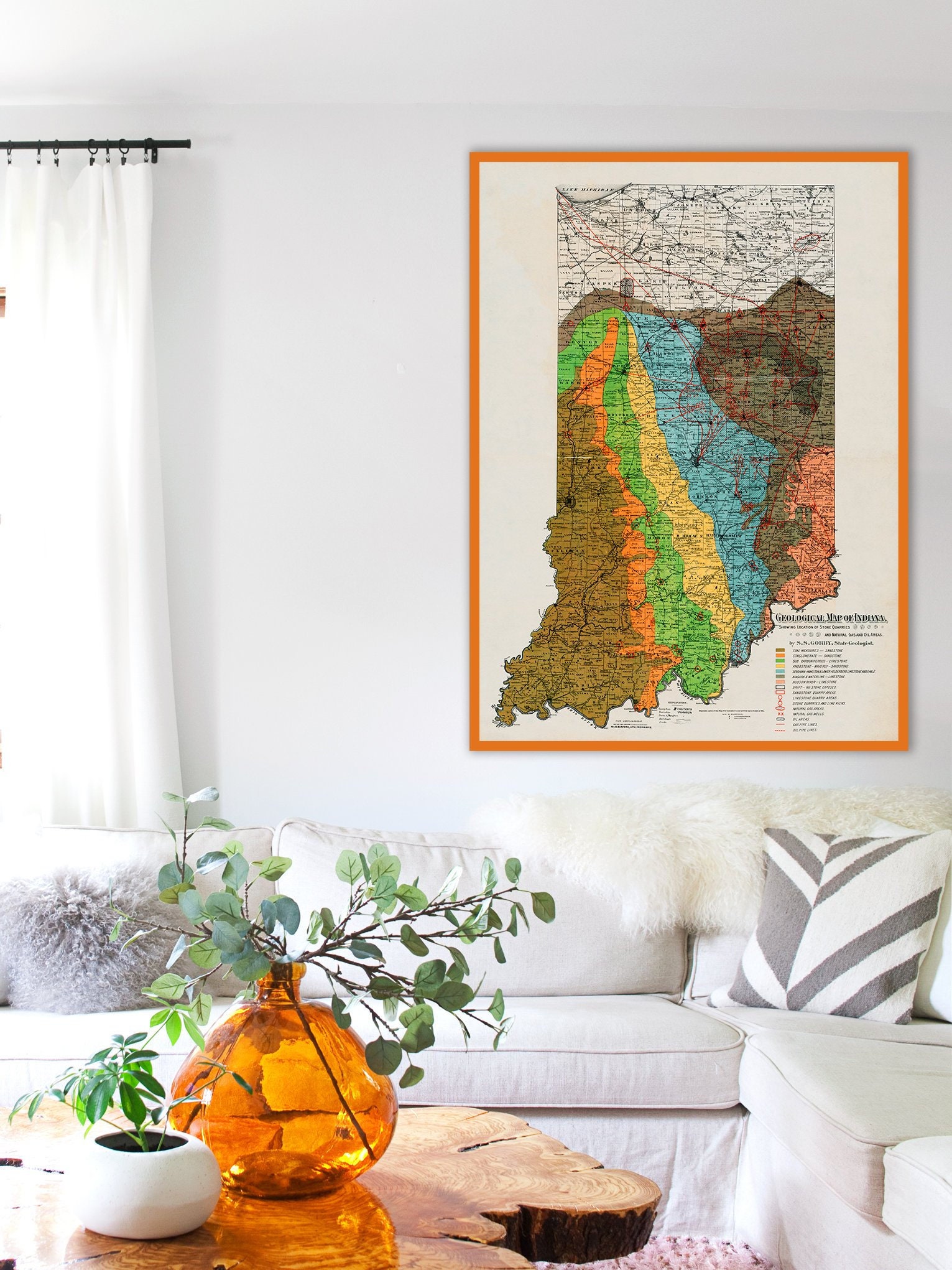 Geological Map of Indiana Old Indiana Map Indiana Wall Art - Etsy