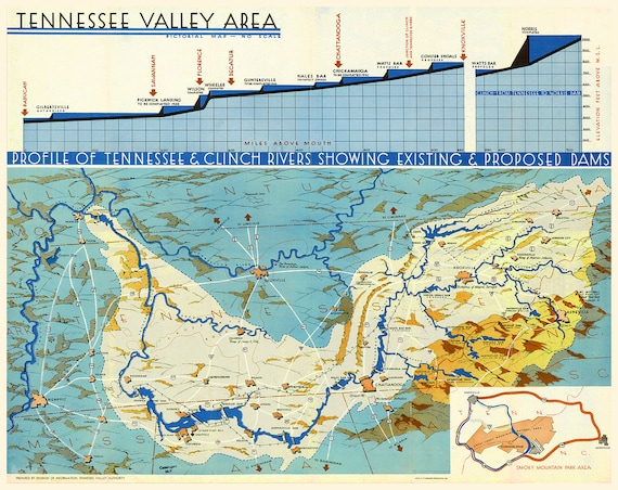 Tva Tennessee River Dams Map Tennessee Valley Authority Hi Res Stock