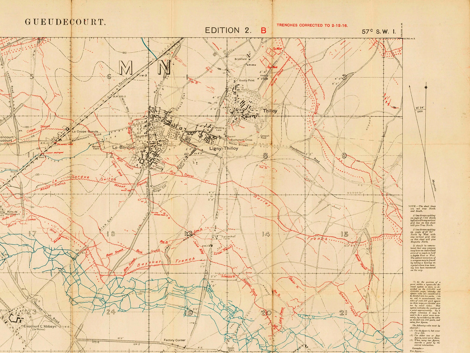 WW1 British Trench Map World War I Map WW1 Map Military - Etsy