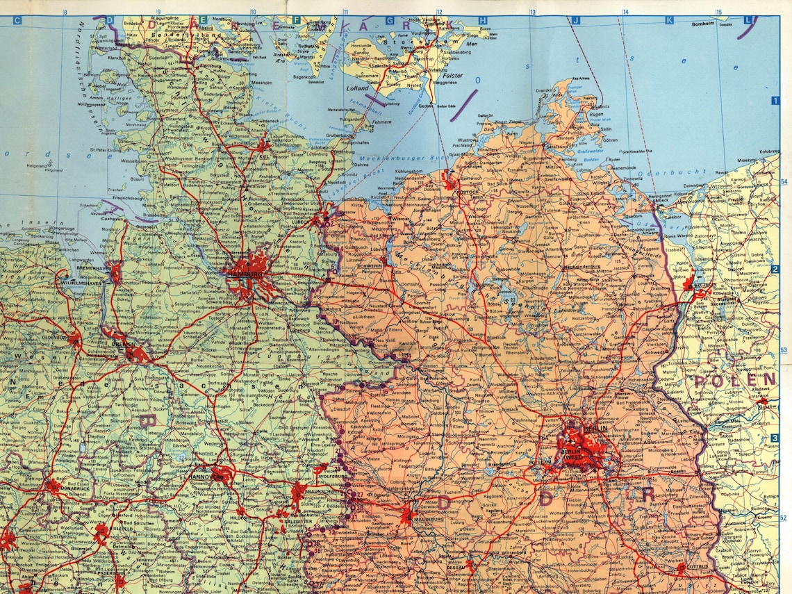 Map of East Germany and West Germany 1989 GDR & FRG Border - Etsy UK